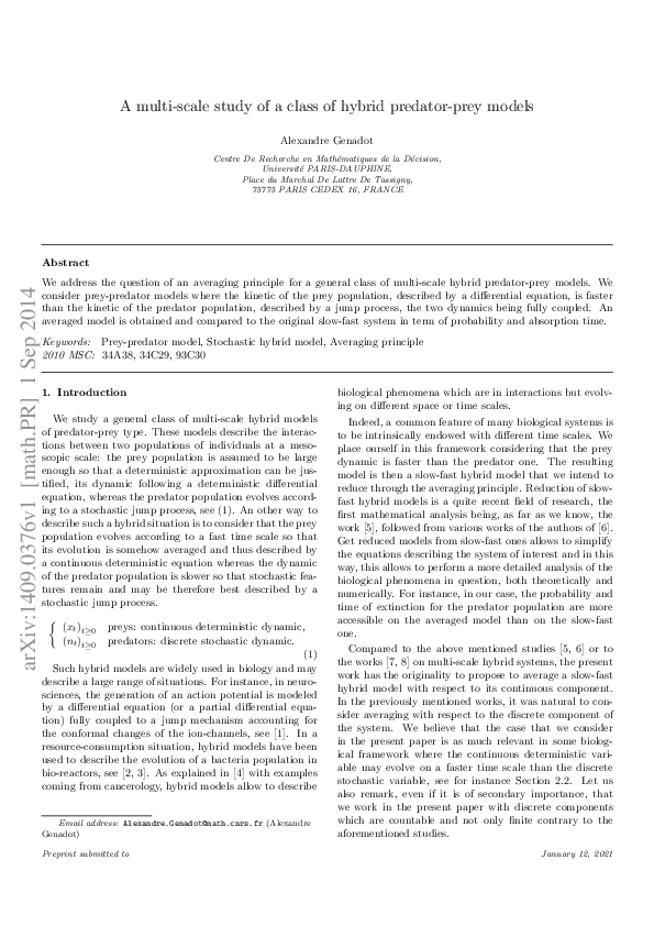 (PDF) A multi-scale study of a class of hybrid predator-prey models