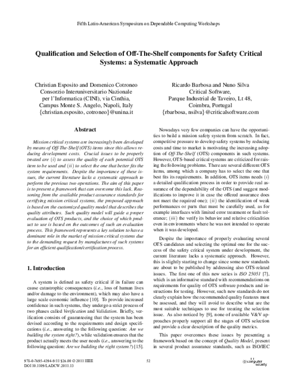 (PDF) Qualification and selection of off-the-shelf components for ...