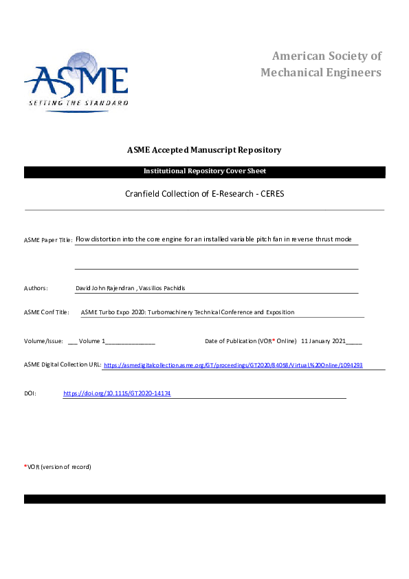 (PDF) Flow Distortion Into the Core Engine for an Installed Variable ...