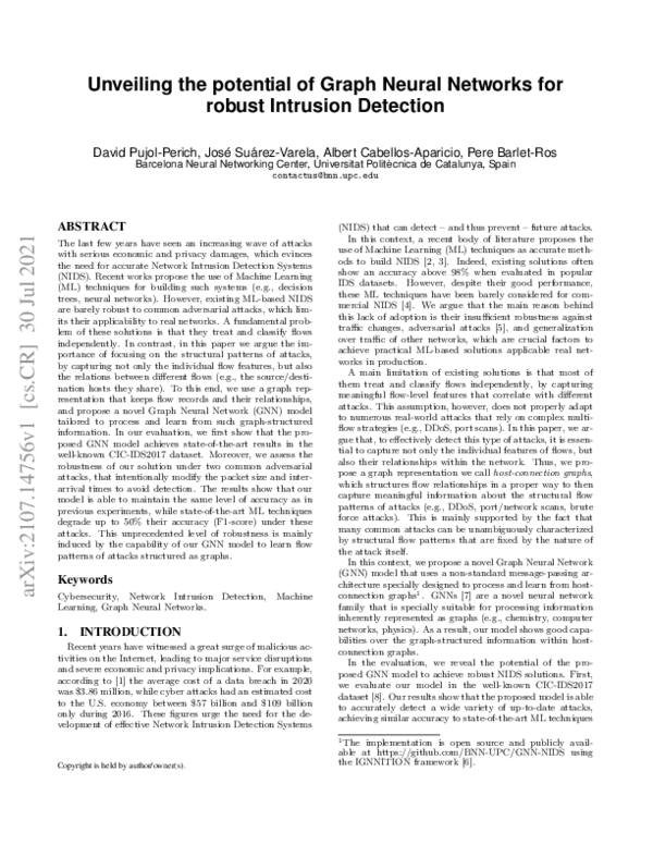 (PDF) Unveiling the potential of Graph Neural Networks for robust Intrusion Detection