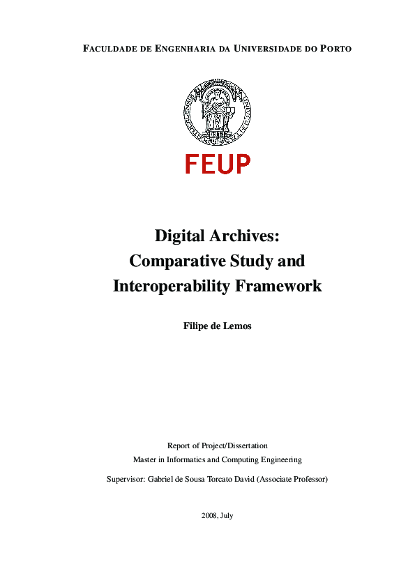 (PDF) Digital archives : comparative study and interoperability framework