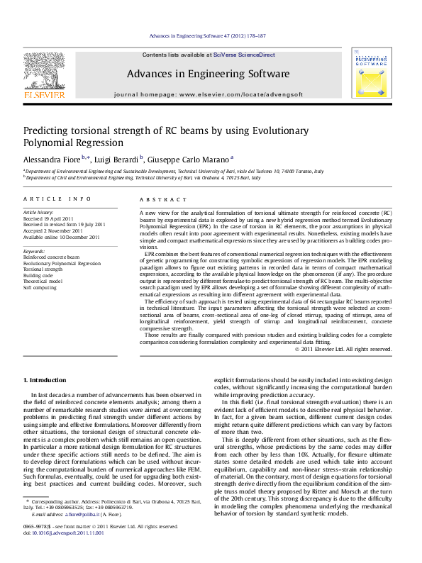 Pdf Predicting Torsional Strength Of Rc Beams By Using Evolutionary Polynomial Regression