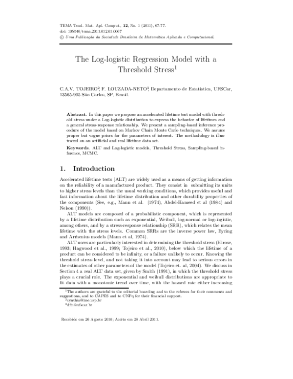 (PDF) The Log-logistic Regression Model with a Threshold Stress