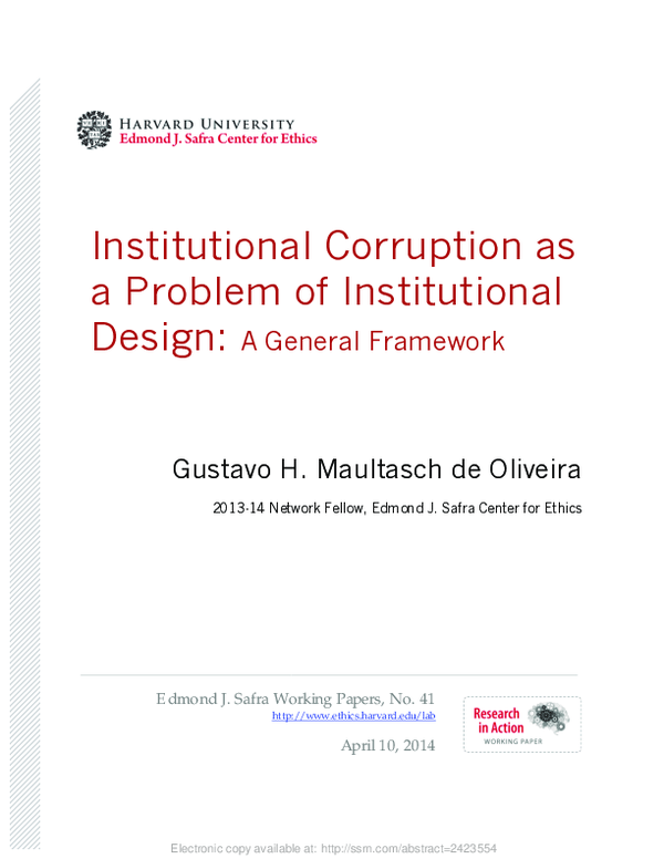 (PDF) Institutional Corruption as a Problem of Institutional Design: A ...