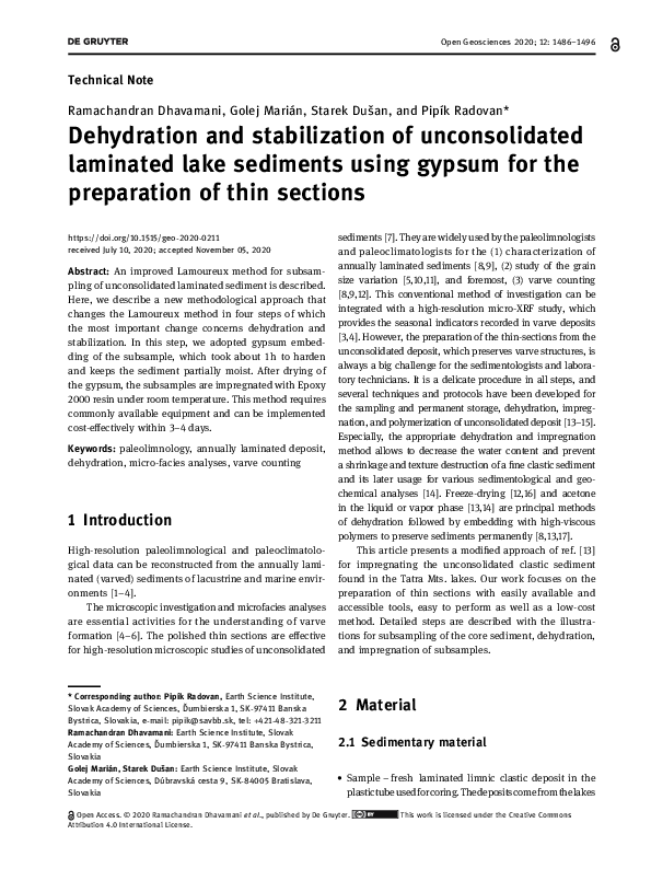 (PDF) Dehydration and stabilization of unconsolidated laminated lake ...