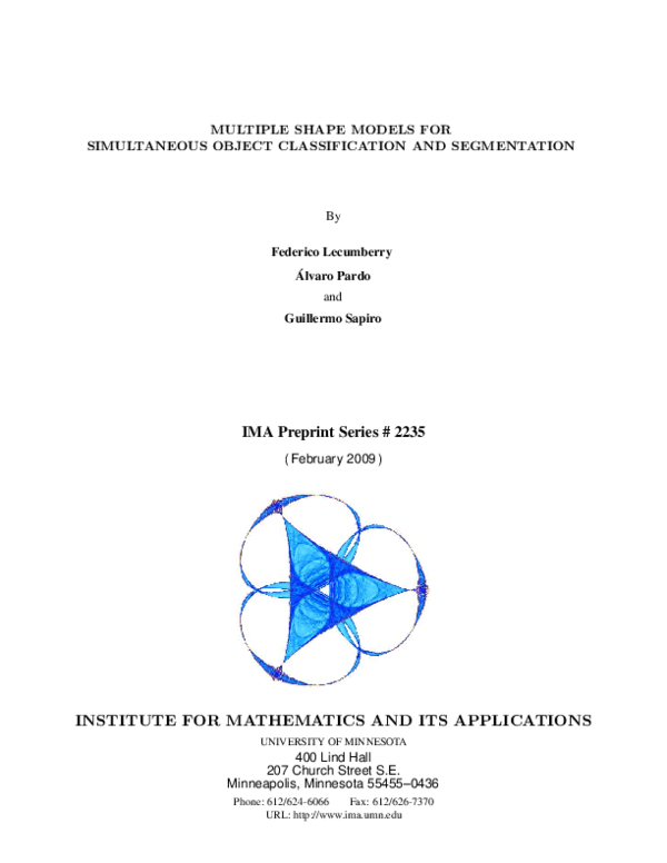 Pdf Multiple Shape Models For Simultaneous Object Classification And Segmentation