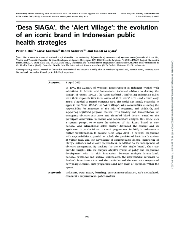 (PDF) Desa SIAGA', the 'Alert Village': the evolution of an iconic ...
