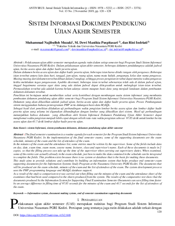 (PDF) Sistem Informasi Dokumen Pendukung Ujian Akhir Semester