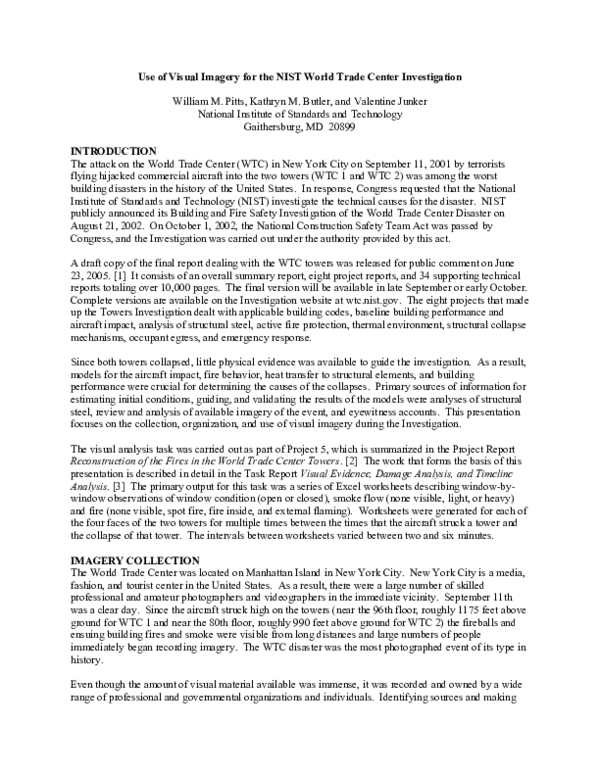 (PDF) Use of Visual Imagery for the NIST World Trade Center Investigation