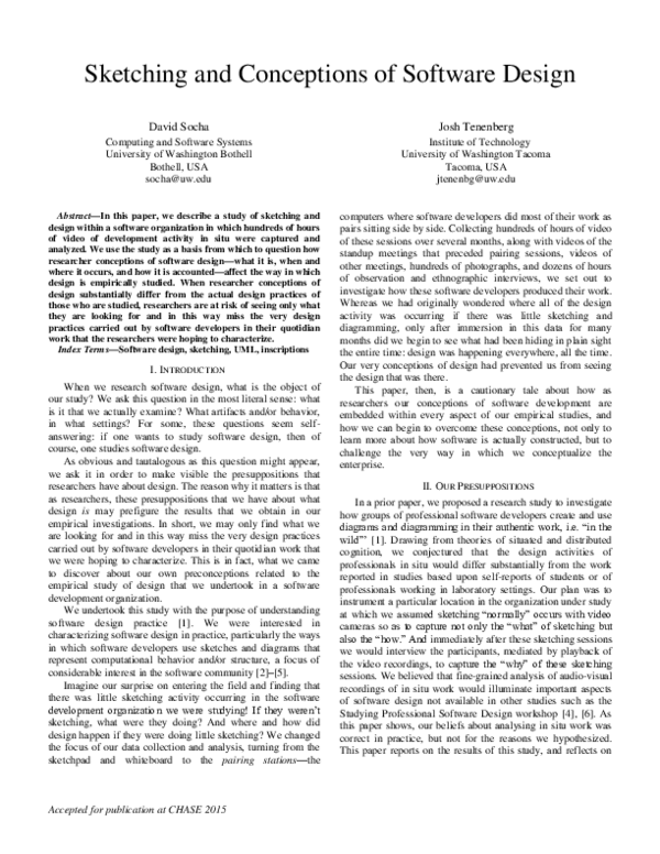 (PDF) Sketching and Conceptions of Software Design