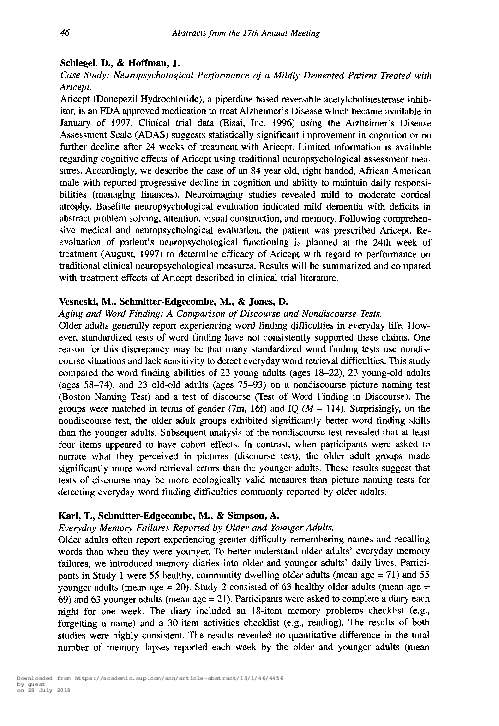 (PDF) Everyday memory failures reported by older and younger adults