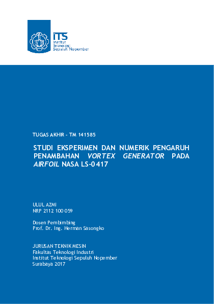 (PDF) Studi Eksperimen dan Numerik Pengaruh Penambahan Vortex Generator ...