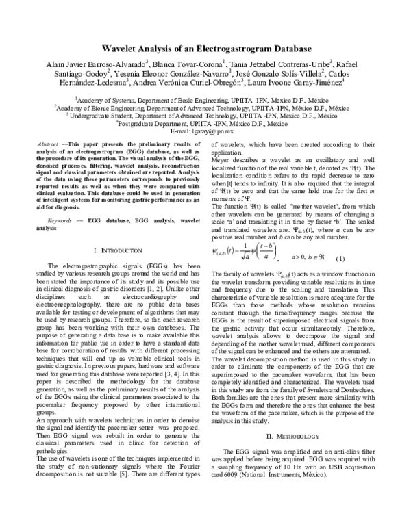 (PDF) Wavelet analysis of an electrogastrogram database