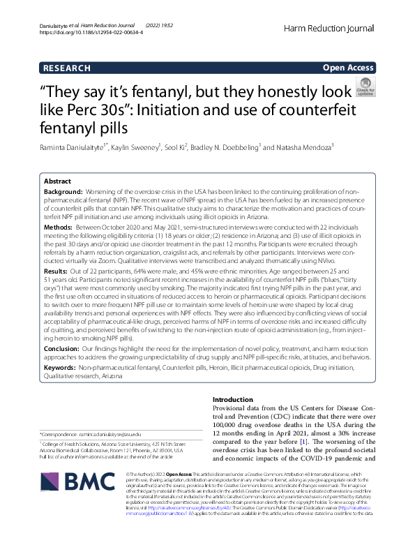 (PDF) “They say it’s fentanyl, but they honestly look like Perc 30s ...