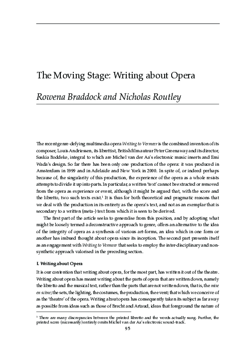 (PDF) The Moving Stage: Writing about Opera