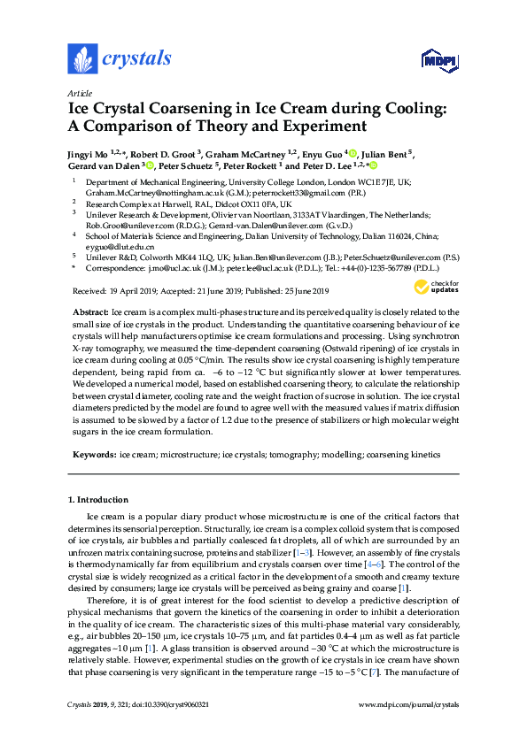 (PDF) Ice Crystal Coarsening in Ice Cream during Cooling: A Comparison ...