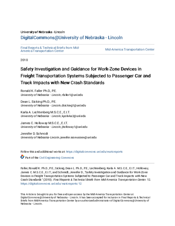 (PDF) Safety Investigation and Guidance for Work-Zone Devices in ...