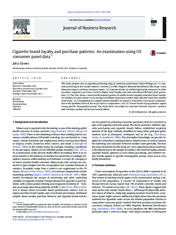 (PDF) Cigarette brand loyalty and purchase patterns: An examination ...