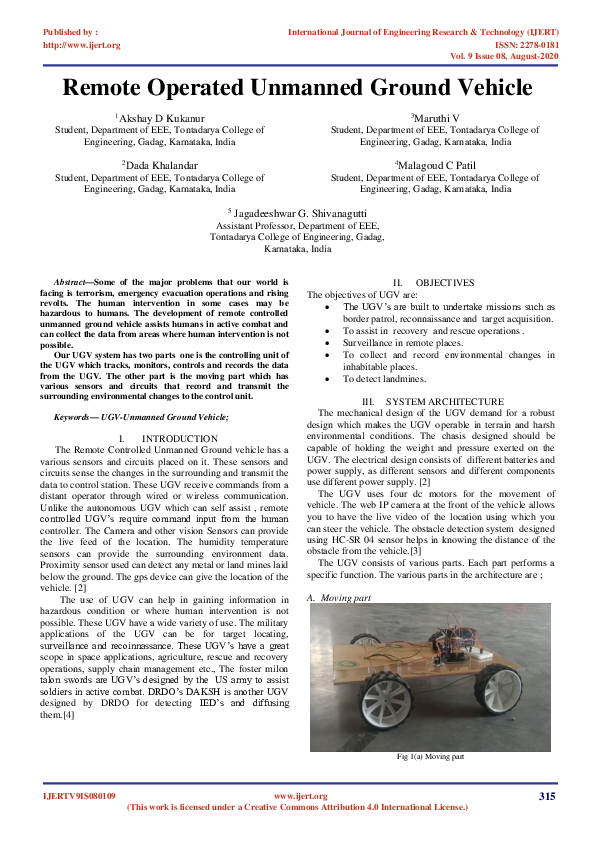 (PDF) Remote Operated Unmanned Ground Vehicle