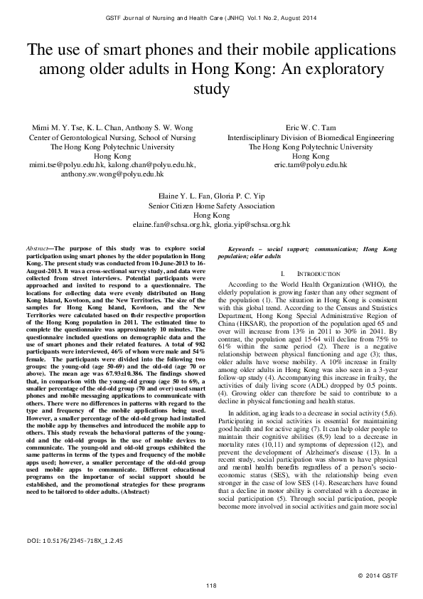 (PDF) The use of smart phones and their mobile applications among older ...