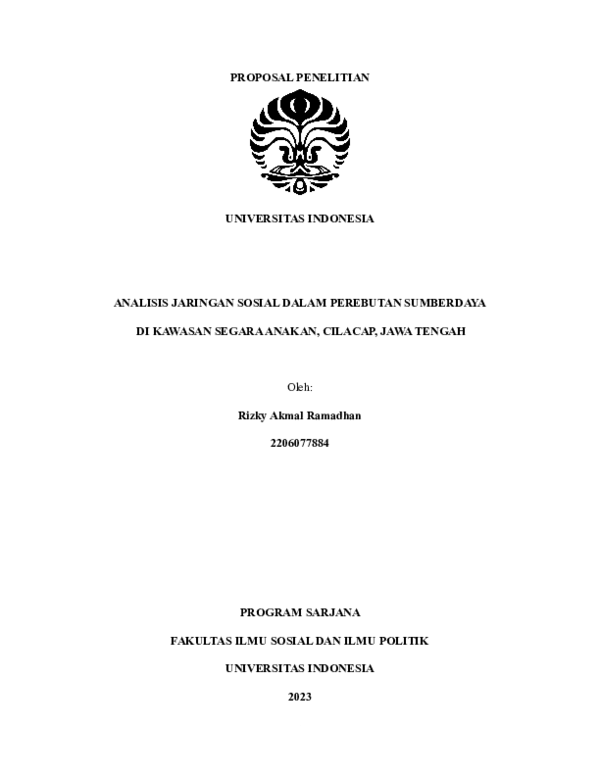 (PDF) Proposal jurnal Analisis Jaringan Sosial Dalam Perebutan Sumber Daya di Kawasan Segara ...