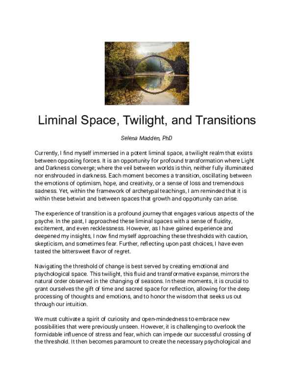 (DOC) Liminal Space, Twilight, and Transitions