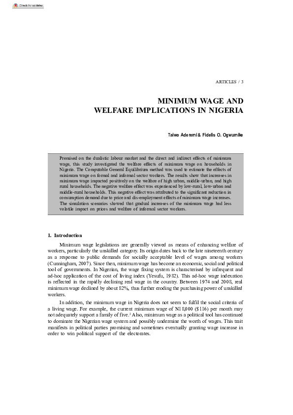 (PDF) Miniumum Wage and Welfare Implications in Nigeria