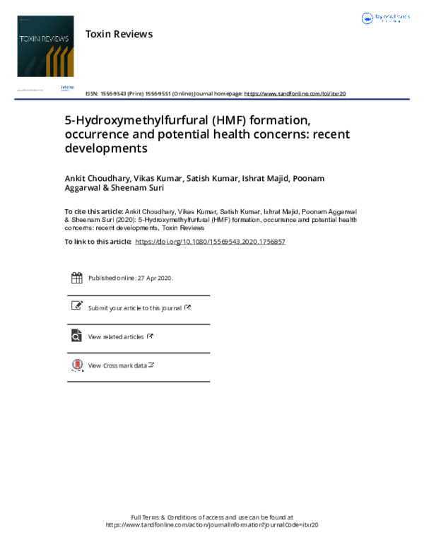 (PDF) 5-Hydroxymethylfurfural (HMF) formation, occurrence and potential ...