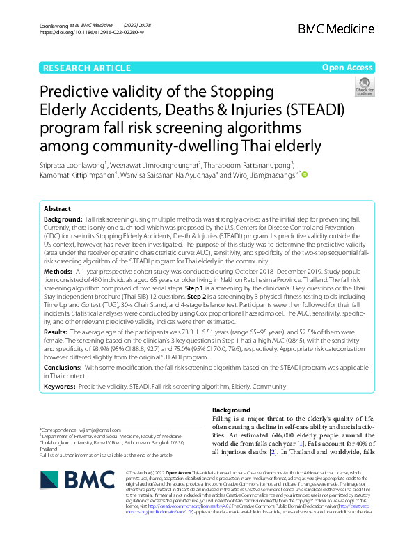 (PDF) Predictive validity of the Stopping Elderly Accidents, Deaths ...