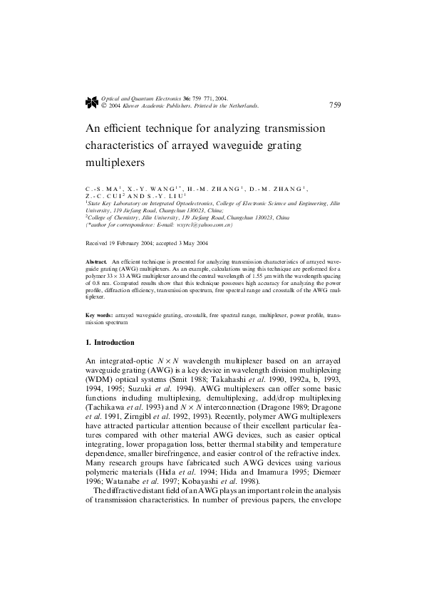 (PDF) An Efficient Technique for Analyzing Transmission Characteristics ...