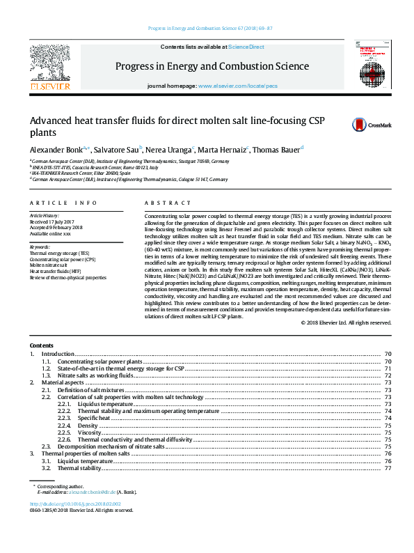 (PDF) Advanced heat transfer fluids for direct molten salt line ...