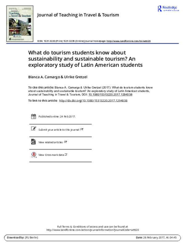 (PDF) What do tourism students know about sustainability and ...