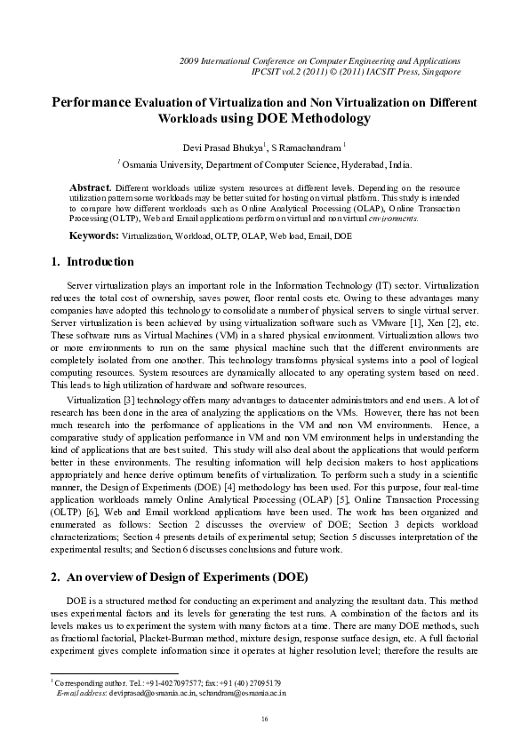 (PDF) Performance Evaluation of Virtualization and Non Virtualization on Different Workloads ...