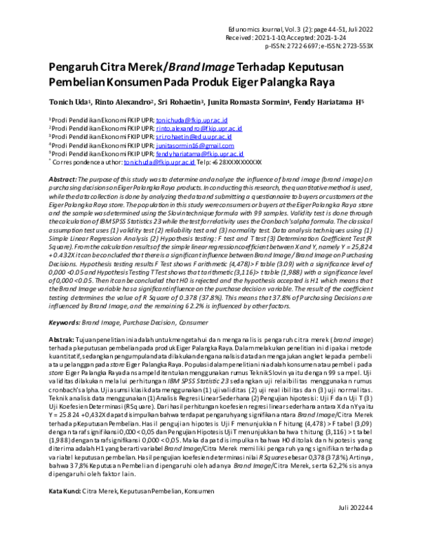 (PDF) Pengaruh Citra Merek/Brand Image Terhadap Keputusan Pembelian ...