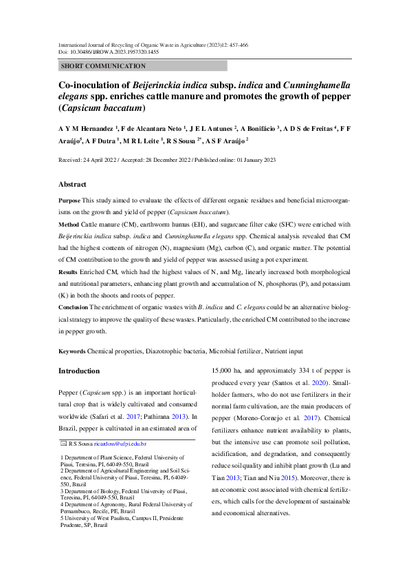 (PDF) Co-inoculation of Beijerinckia indica subsp. indica and ...