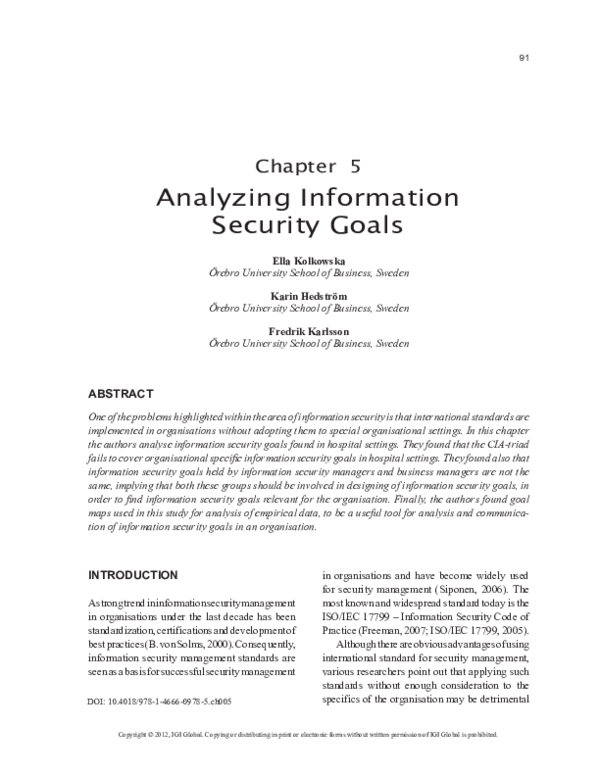 (PDF) Analyzing Information Security Goals