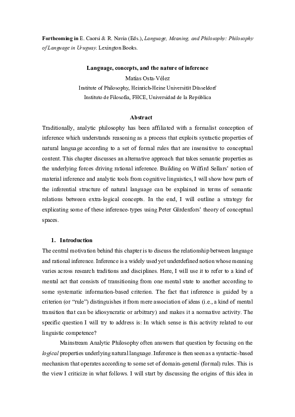 (PDF) Language Concepts and the Nature of inference