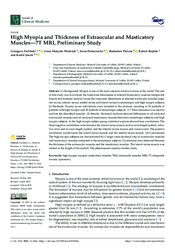 (PDF) High Myopia and Thickness of Extraocular and Masticatory Muscles ...