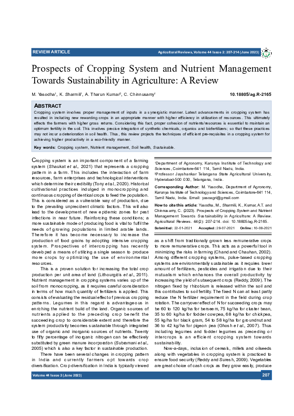 (PDF) Prospects of Cropping System and Nutrient Management Towards ...