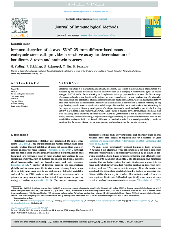 (PDF) Immuno-detection of cleaved SNAP-25 from differentiated mouse ...