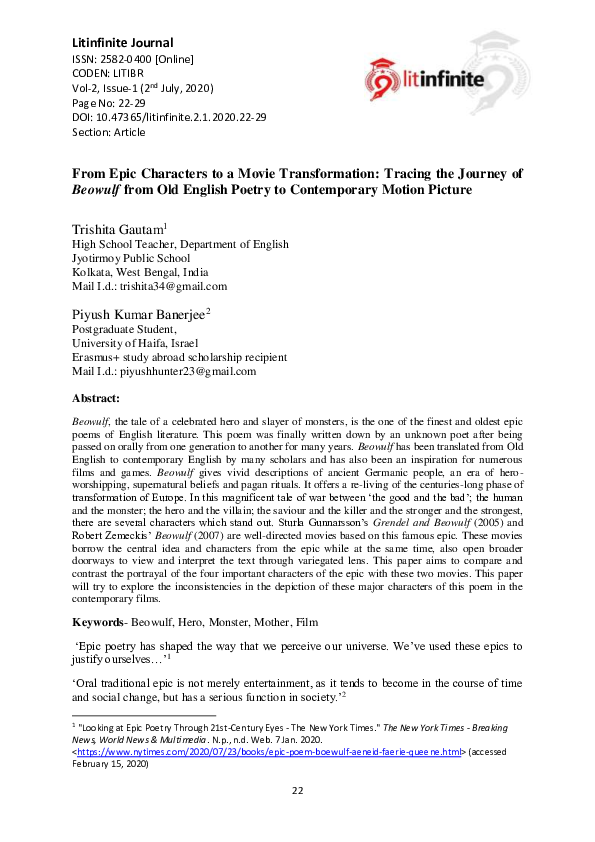 (PDF) From Epic Characters to a Movie Transformation: Tracing the ...