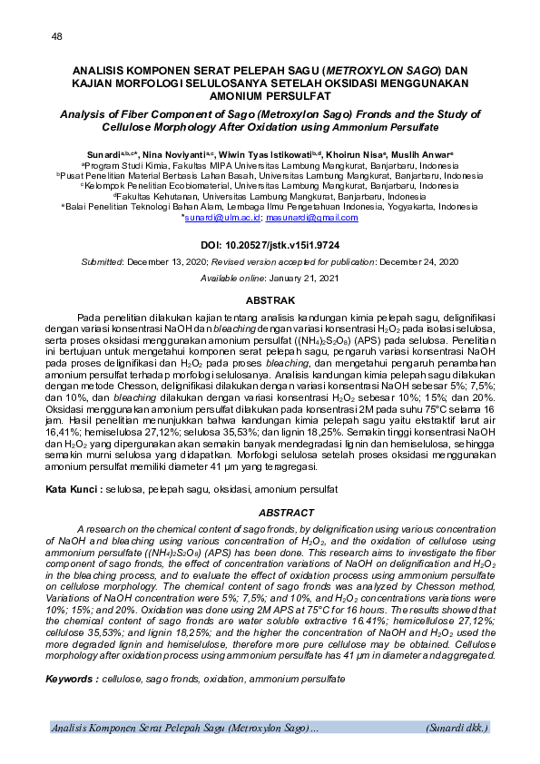 (PDF) Analisis Komponen Serat Pelepah Sagu (Metroxylon Sago) Dan Kajian ...