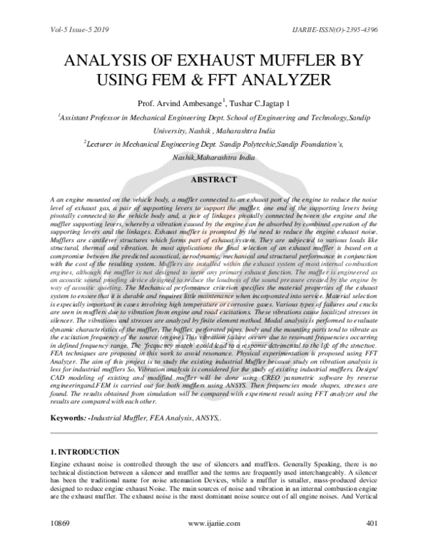 (PDF) Analysis of Exhaust Muffler by Using Fem & FFT Analyzer