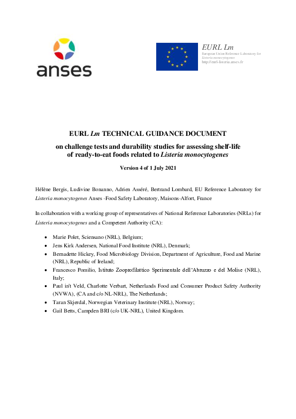 (PDF) EURL Lm TECHNICAL GUIDANCE DOCUMENT on challenge tests and ...
