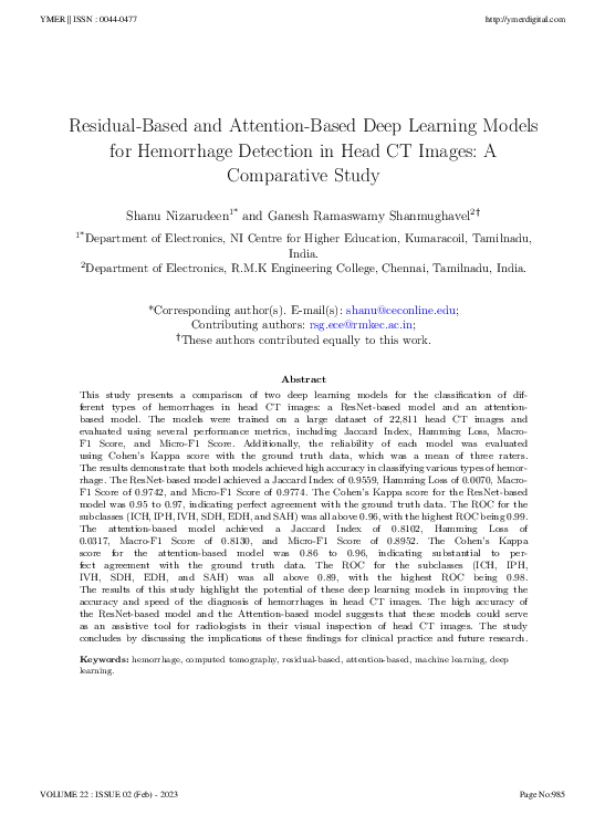 Pdf Residual Based And Attention Based Deep Learning Models For
