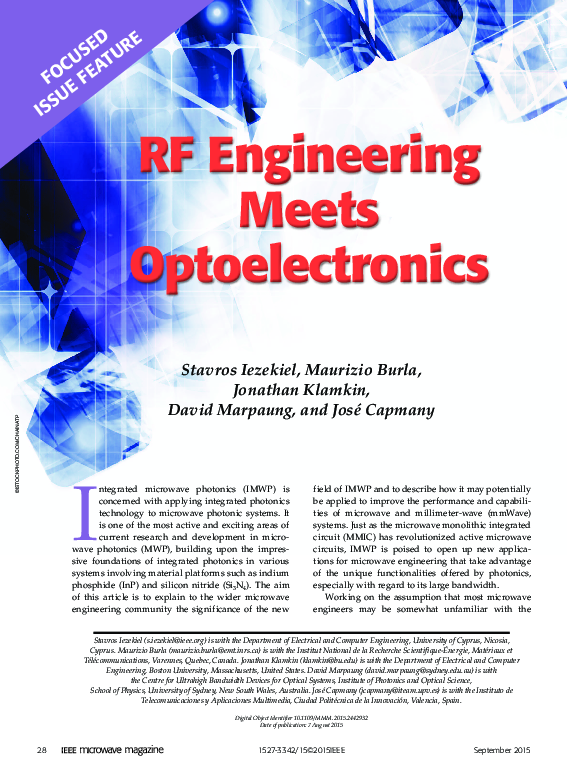 (PDF) RF Engineering Meets Optoelectronics: Progress in Integrated Microwave Photonics