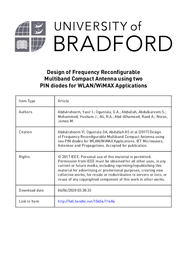 Pdf Design Of Frequency Reconfigurable Multiband Compact Antenna
