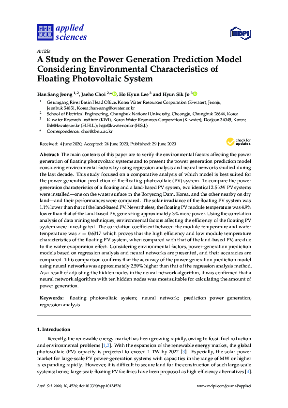 (PDF) A Study on the Power Generation Prediction Model Considering Environmental Characteristics ...