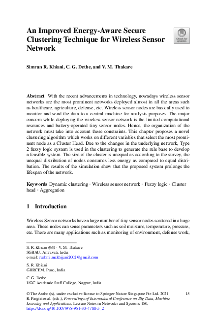 (PDF) An Improved Energy-Aware Secure Clustering Technique for Wireless Sensor Network