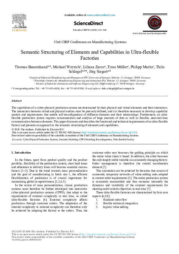 (PDF) Semantic Structuring of Elements and Capabilities in Ultra-flexible Factories